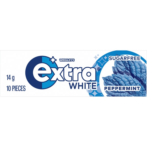 EXTRA WHITE PEPPERMINT Sugarfree Chewing Gum 10 Pieces 14 g | Extra
